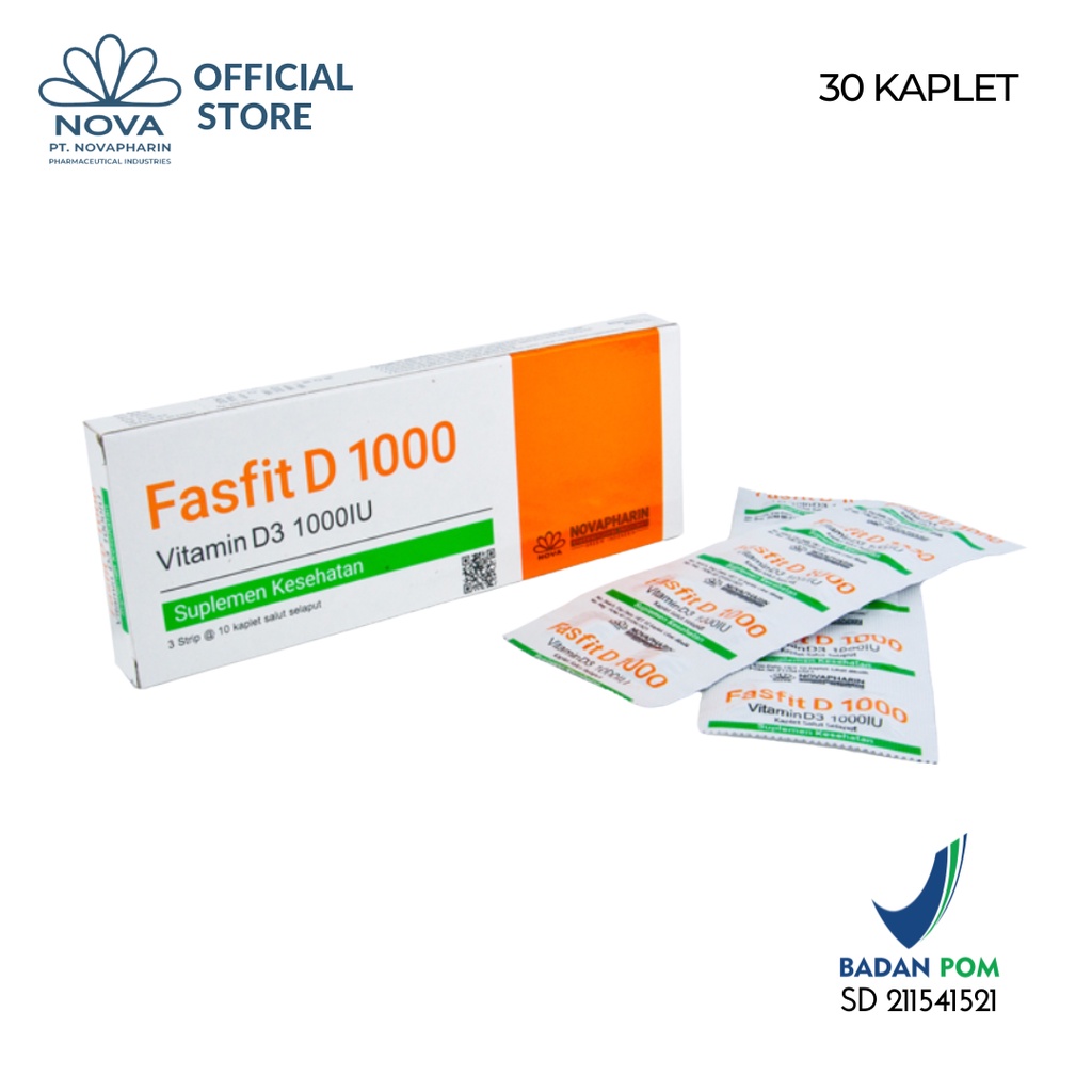 Jual FASFIT D 1000IU/ VITAMIN D3 1000IU/ NOVAPHARIN | Shopee Indonesia