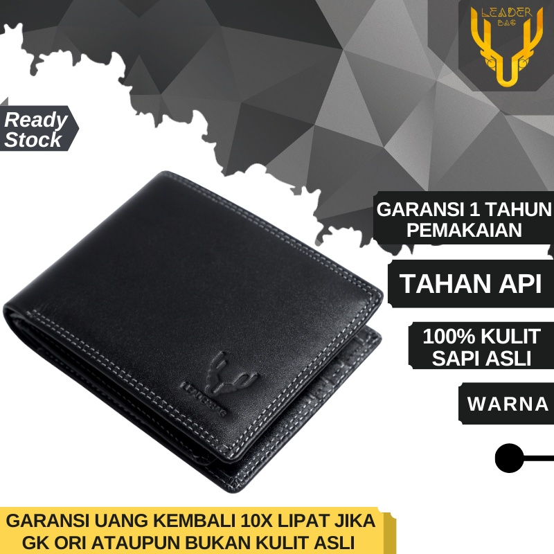 Jual Dompet Pria Kulit Sapi Asli Warna Hitam Merk leaderbag Original ...