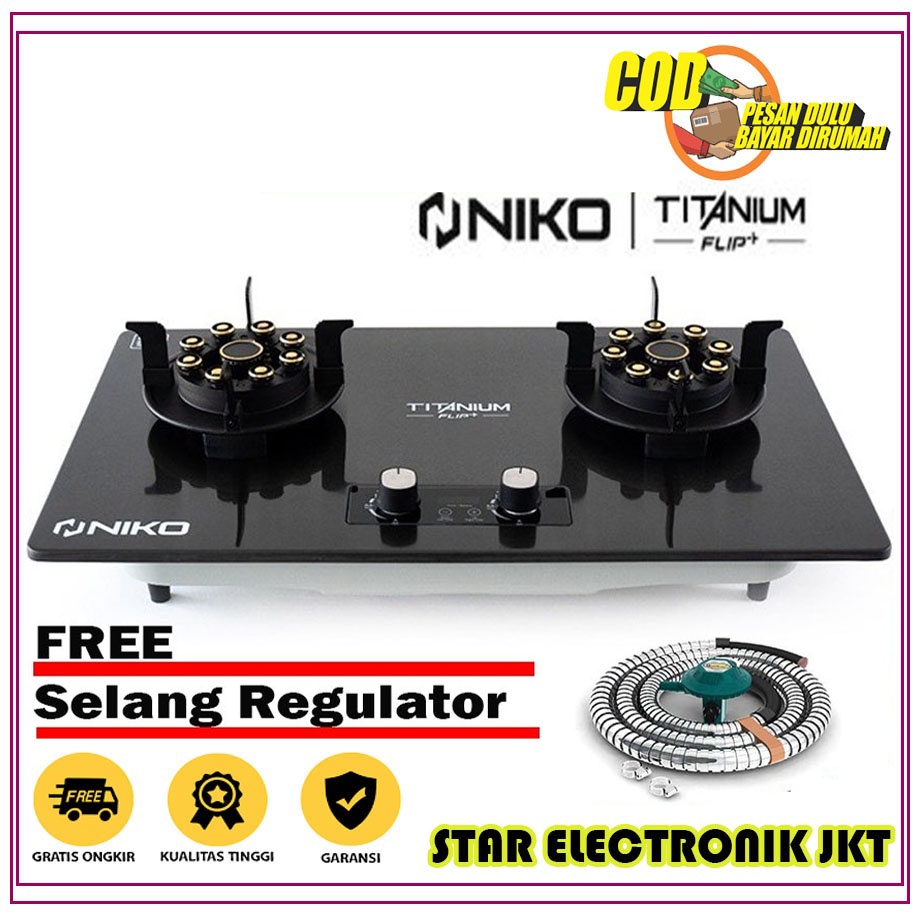 Jual KOMPOR GAS NIKO TITANIUM FLIP PLUS 2 TUNGKU DENGAN TIMER TANAM ...