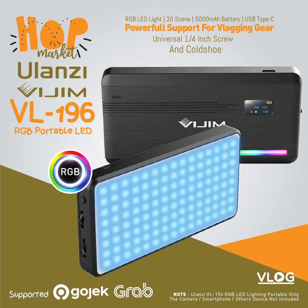 Jual ULANZI VIJIM VL196 RGB LED Video Light Lampu Vlog 9000K 5000mAh 20 Effect Lighting for ...