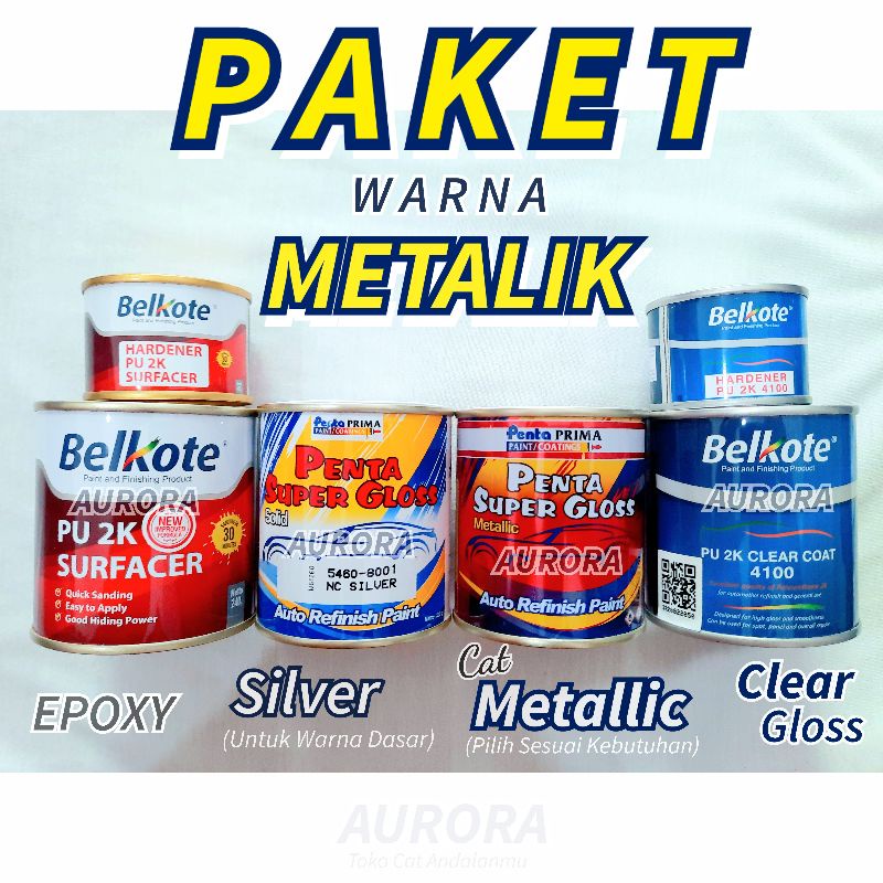 Jual PAKET Epoxy Belkote + Silver + Cat Metalik Penta + Clear Pernis ...