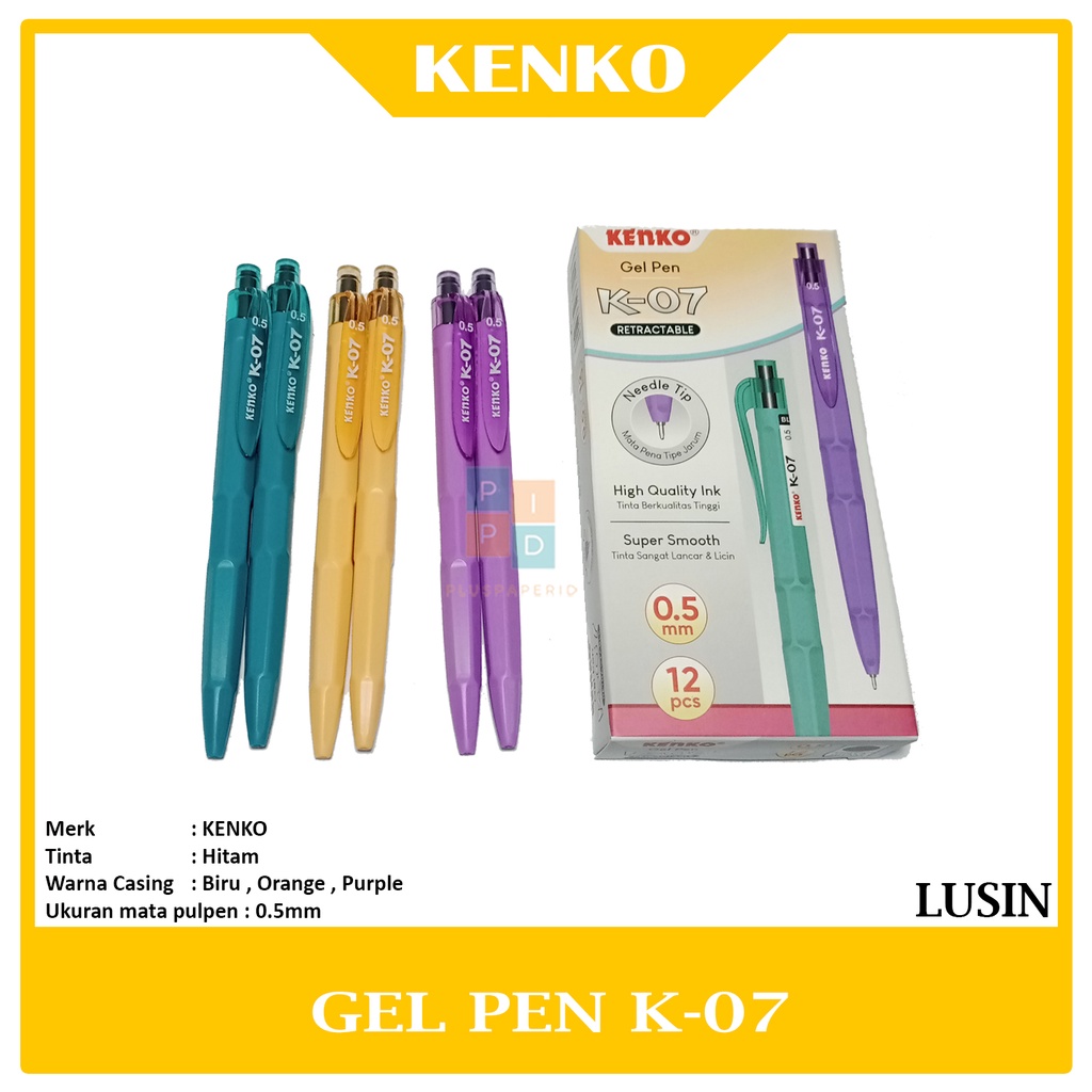 Jual KENKO - Gel Pen Retractable K - 07 Black - Pulpen Gel Hitam ...