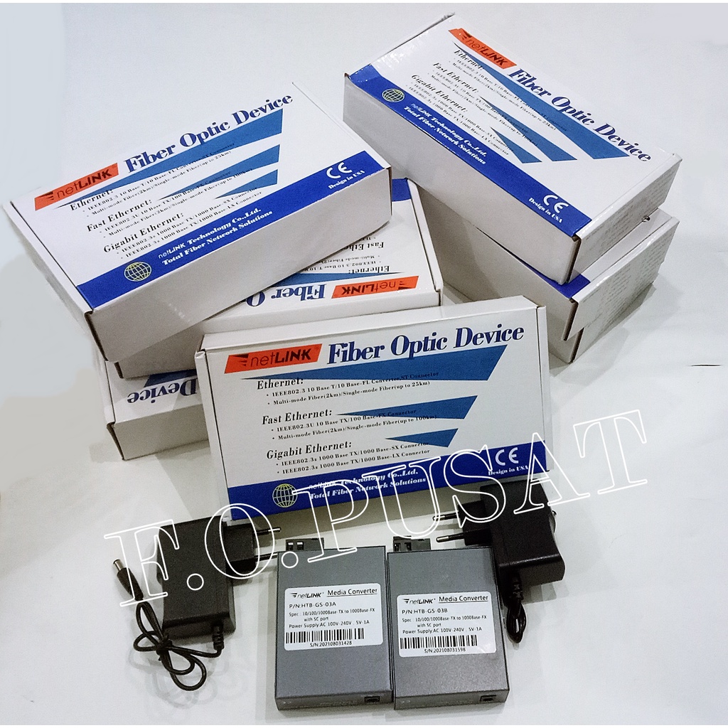 Jual Fiber Optic Media Converter HTB-GS-03 A+B Optical Netlink HTBGS03 ...