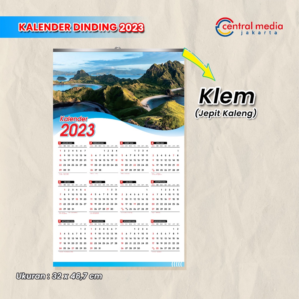 Jual Cetak Kalender 2023 Custom AP 150 Klem Jepit Kaleng Wall Calendar ...