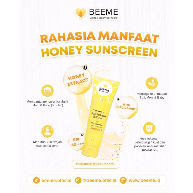 Jual Beeme Honey Sunscreen Lotion Niacinamide SPF50+++ - Tabir Surya ...