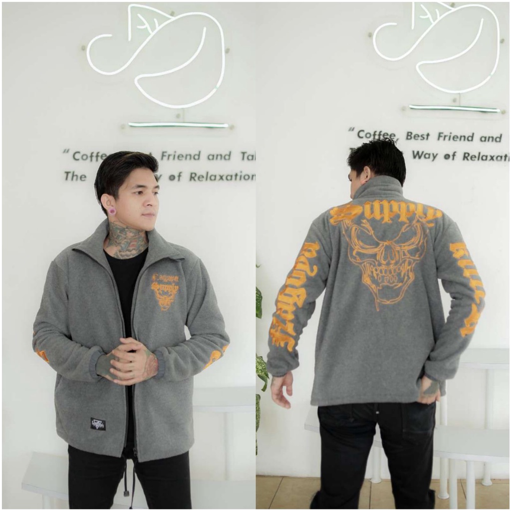 Jual Jaket Sherva Bulu Bordir Original Grey/Jaket Serva Viral Bulu Premium/Jaket Sherva Pria ...