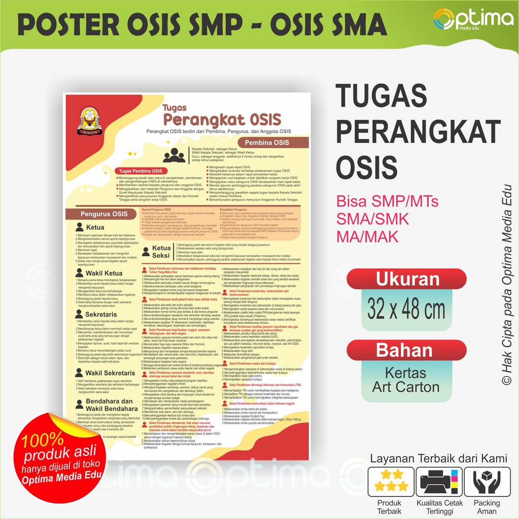Jual Poster OSIS SMP-SMA, Arti Lambang OSIS, Fungsi dan Tujuan, Tugas ...