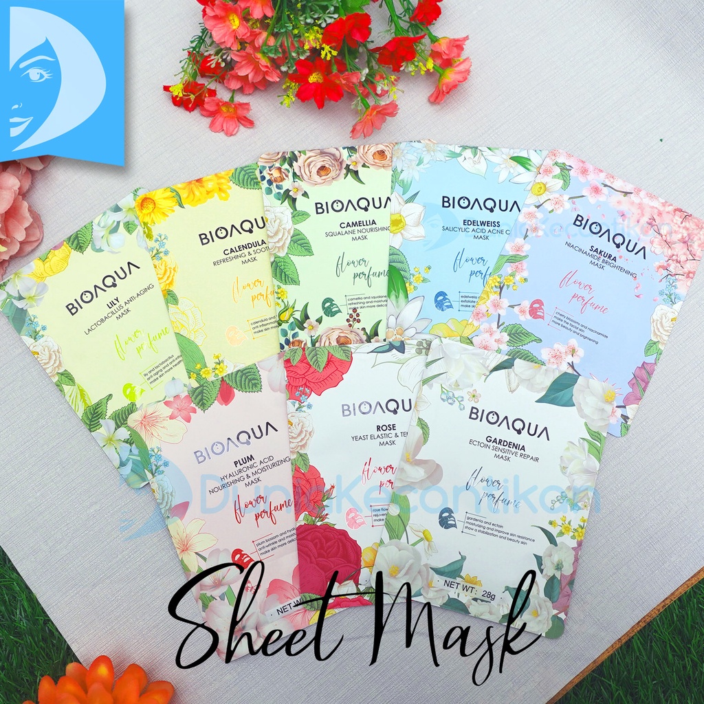 Jual BIOAQUA Sheet Mask Masker Wajah Flowers Series Hydrating Essence Face Mask Brightening dan ...