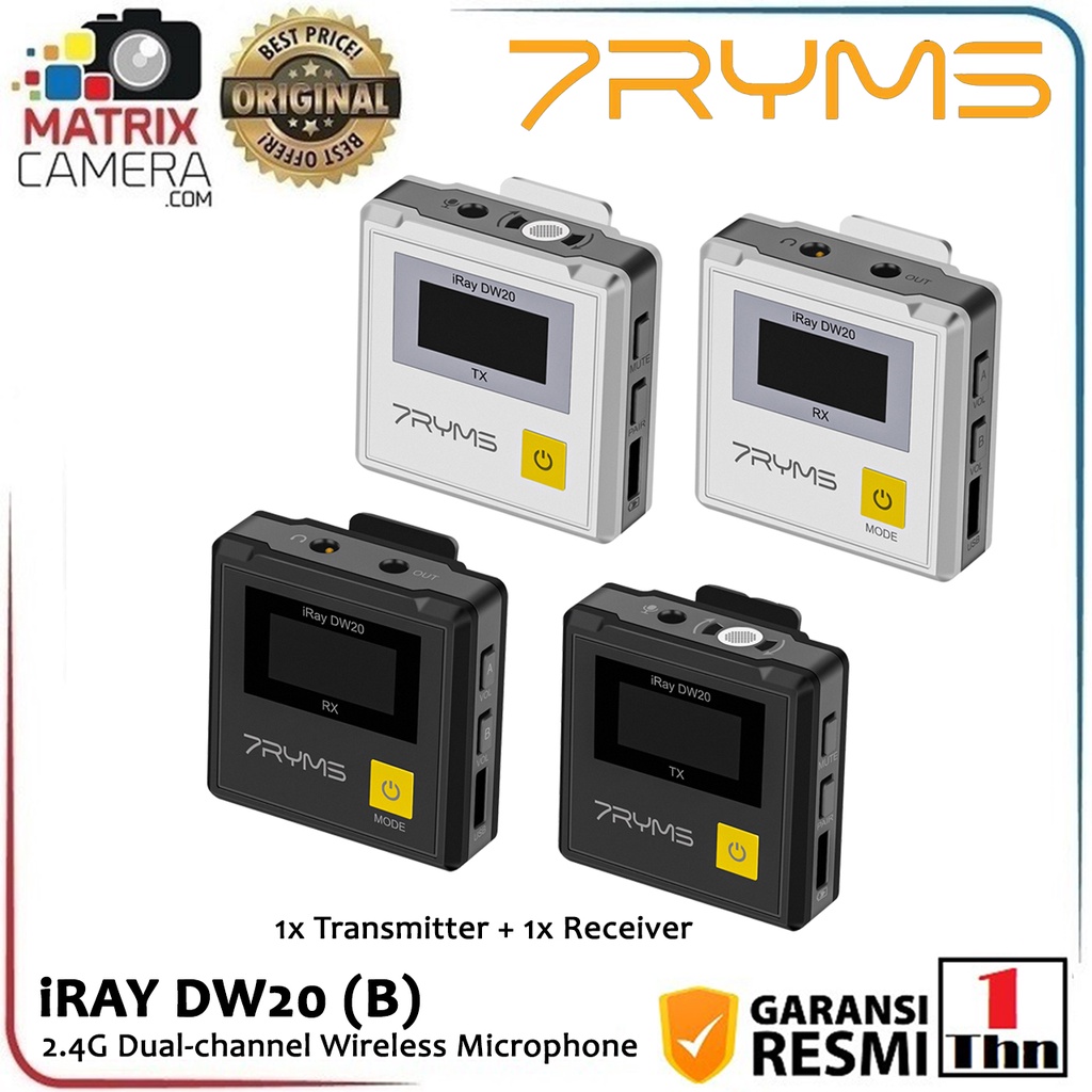 Jual 7RYMS iRay DW20 (B) 2.4G Dual-Channel Wireless Microphone for Camera | Shopee Indonesia