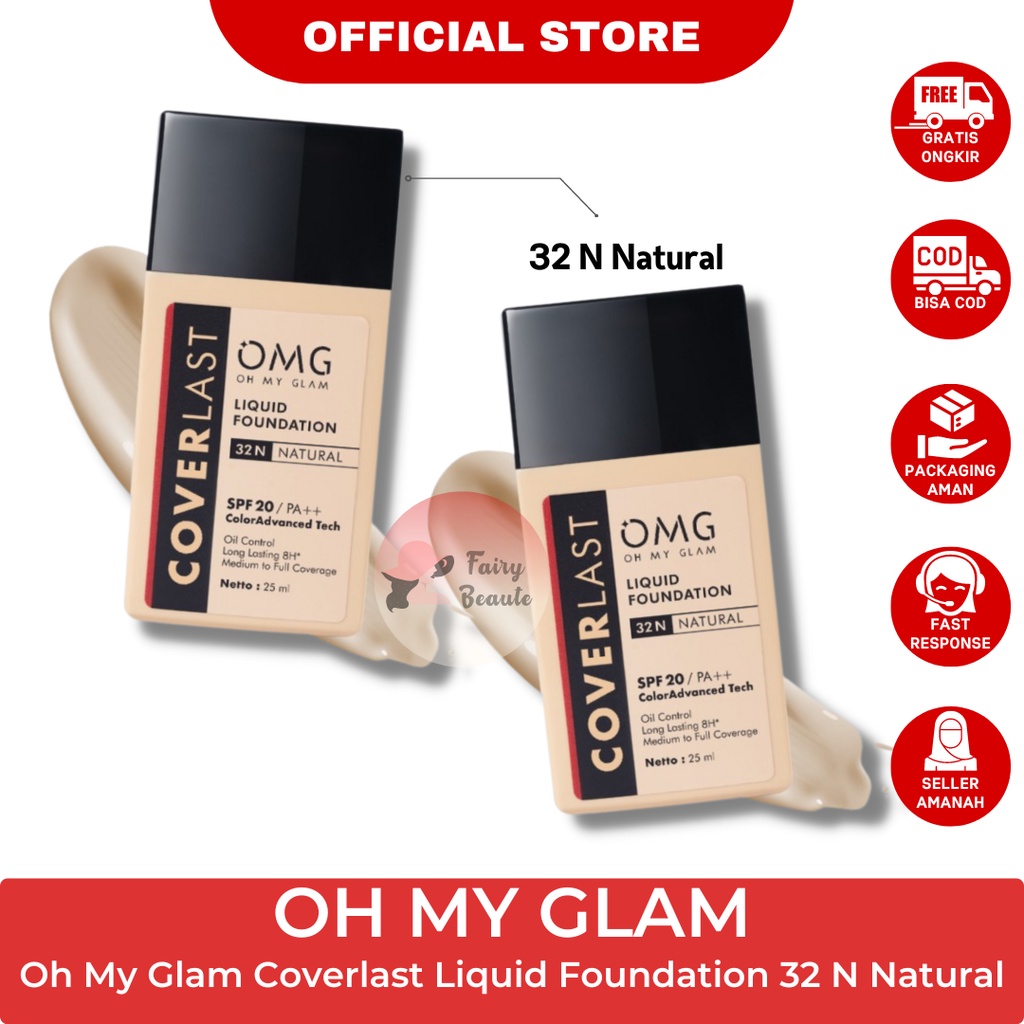 Jual OMG Oh My Glam Coverlast Liquid Foundation 32 N Natural - Alas ...