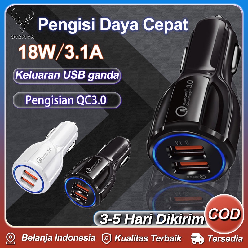 Jual Charger Pemantik Rokok Mobil Cepat QC 3.0 2 Port Charger Aksesoris ...