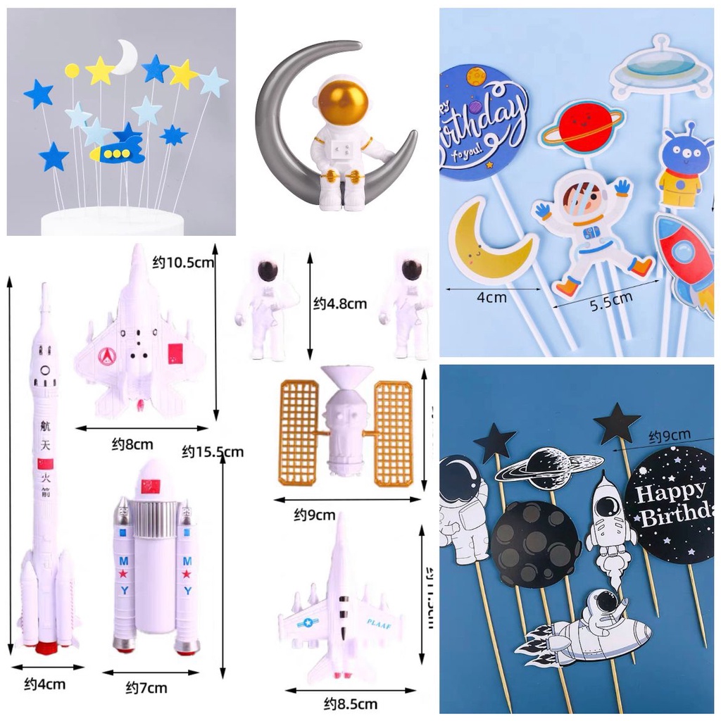 Jual Topper Astronot Space Roket Bulan Bintang Bumi Hiasan Dekorasi Kue ...