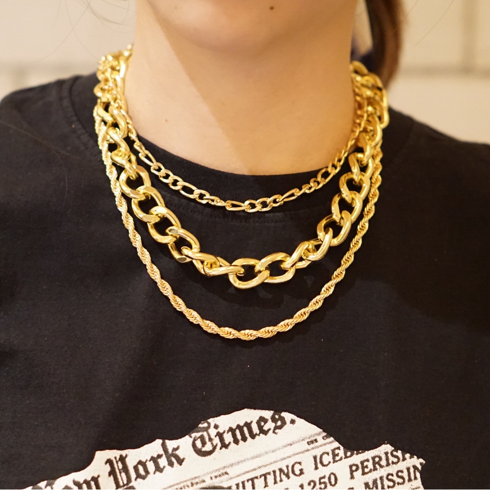 Jual 3 Layer Chain Necklace Gold | Kalung Rantai emas 3 layer | Shopee ...