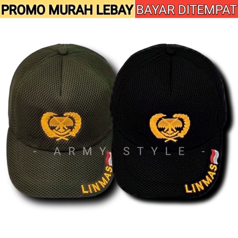 Jual PROMO TOPI BORDIR LINMAS HITAM DAN HIJAU MERAH PUTIH | Shopee ...