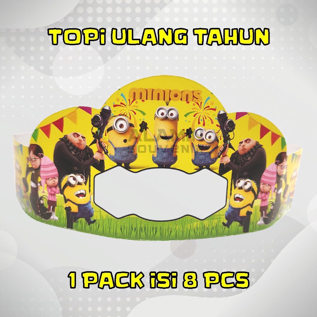 Jual Topi Ulang Tahun Anak Gambar Minion isi 8 pcs | Shopee Indonesia