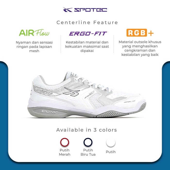 Jual SPOTEC Sepatu Tennis Centerline Putih - Putih | Shopee Indonesia