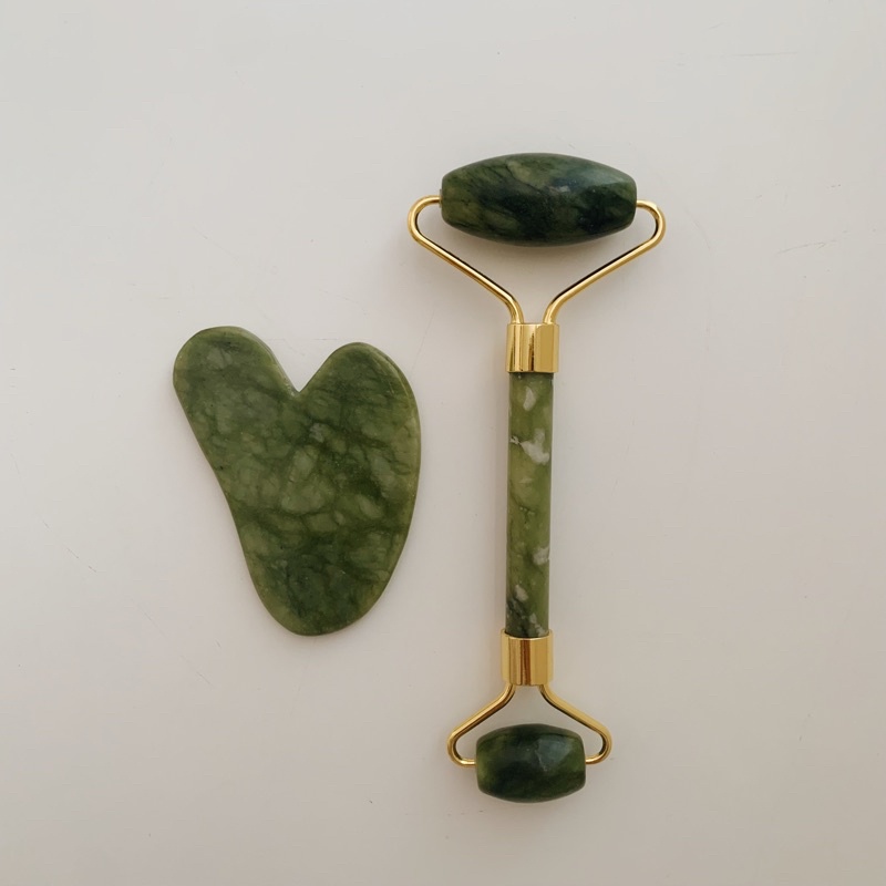 Jual [MINIFRIDGE] JADE Facial Roller Guasha 2in1 Batu Giok Alami Gua ...