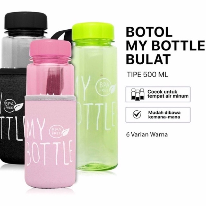 Jual Botol Minum / Botol Minum Anak : My Bottle Bulat Bening Transparan ...