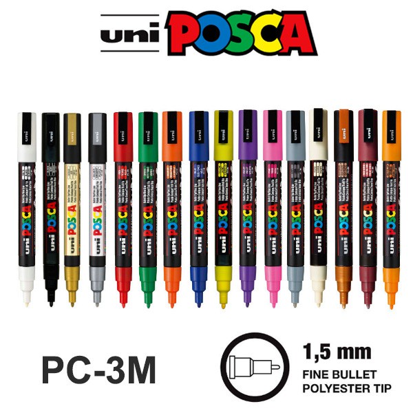 Jual SPIDOL WARNA UNI POSCA PC-3M FINE POINT BULLET PAINT MARKER ...