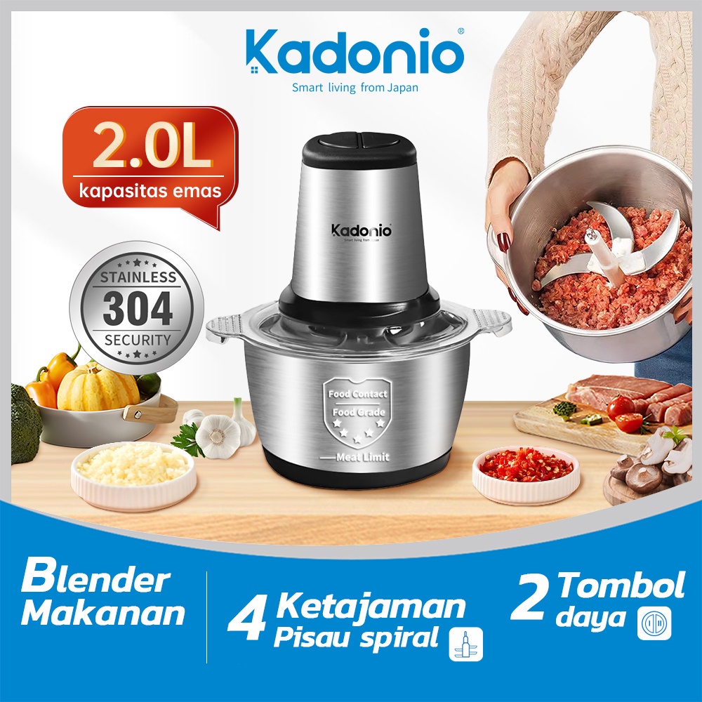 Jual KADONIO Blender Daging Chopper Stainless 2L Penggiling Daging Multifungsi Meat Grinder FB01 ...