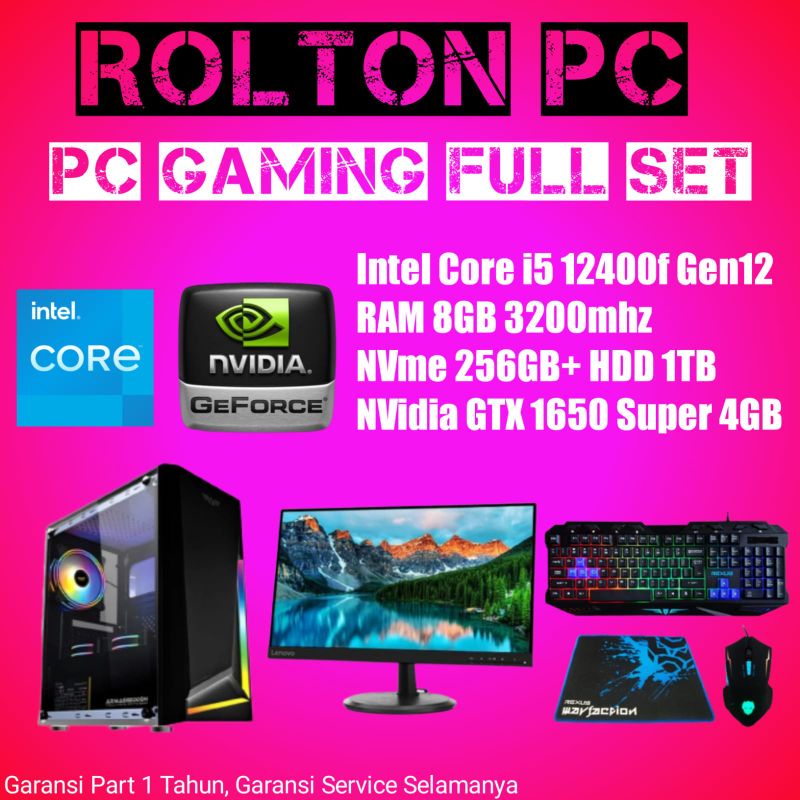 Jual PC Rakitan Gaming Full Set Intel Core i5 Gen12 12400F GTX 1650 Super 4GB | Shopee Indonesia