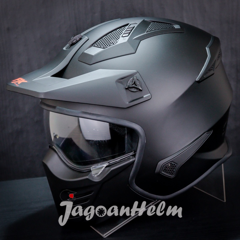Jual JPX HELM MX726R SOLID | BLACK DOFF RED | MX 726 R | MX-726R | CROSSOVER SUN VISOR CLEAR ...