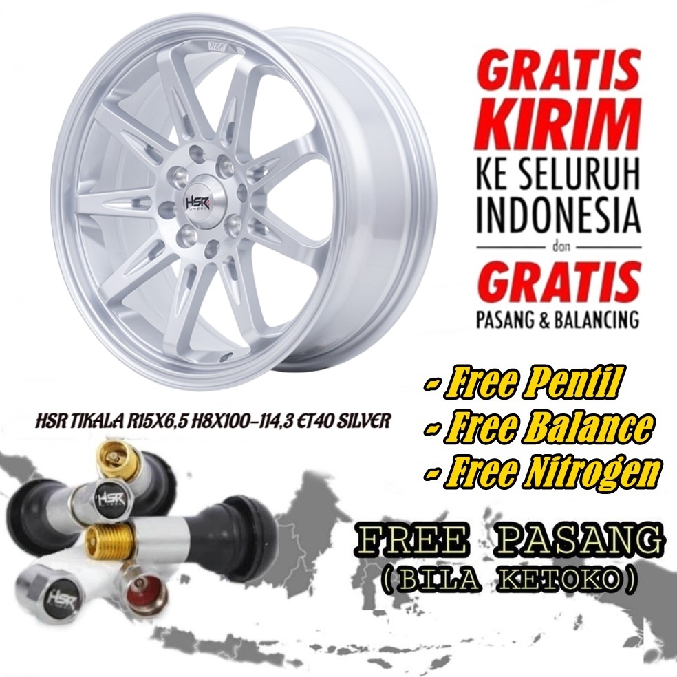 Jual Velg Racing Ring 15 Hsr Tikala R15 Hole 4x100-114.3 Silver Untuk ...
