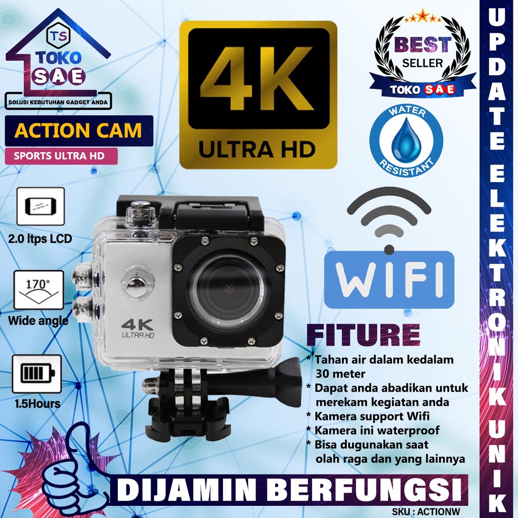 Jual Kamera Sport Kogan WIFI 12Mp Resolusi 4K Camera Olahrga Waterproof ...