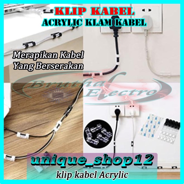 Jual Klam Kabel Acrylic Cable Clip Transparan Klip Kabel Bening ...