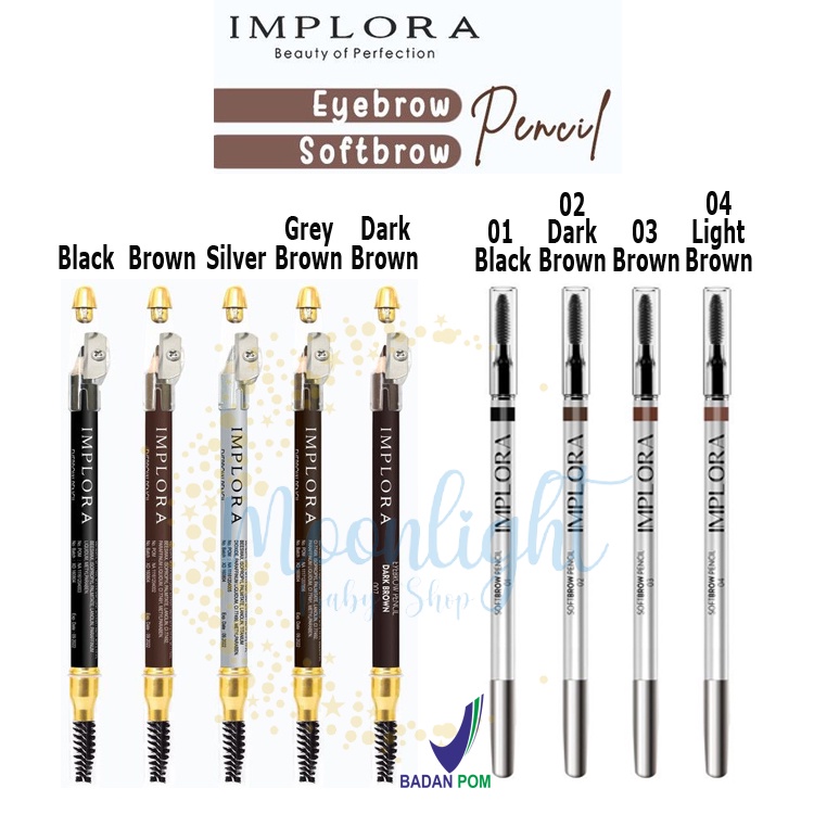 Jual Implora EyeBrow Pencil 2in1 ️BPOM Pensil+Serutan+Sikat Original ...