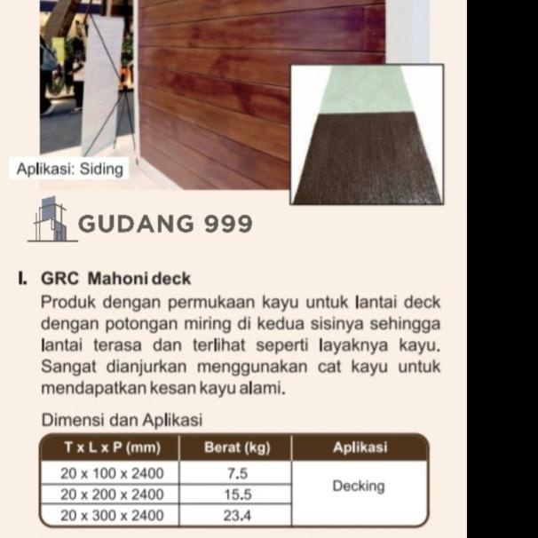 Jual Mahoni Deck GRC 20mm x 20cm x 2,4 m/ Deck GRC / Lisplank ...