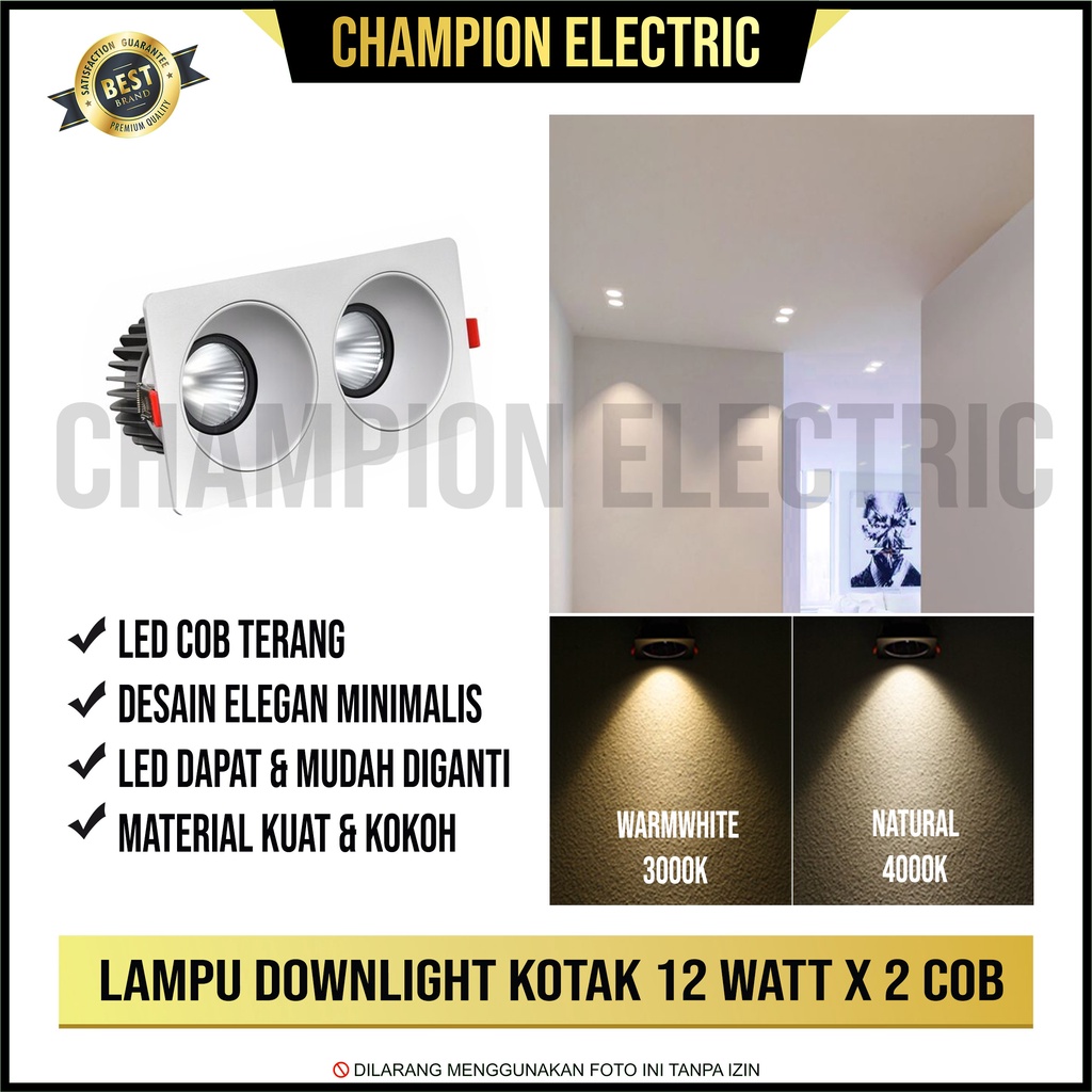 Jual Lampu Sorot Plafon LED 2 Mata 12W - Spotlight Downlight Terang ...