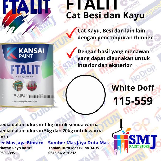 Jual Cat Besi dan Kayu Minyak FTALIT Putih / White Doff 559 - 1 kg ...