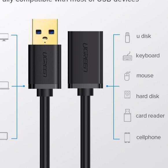 Jual Ugreen Usb 3.0 extension male to female Round cable 3m black-30127 ...