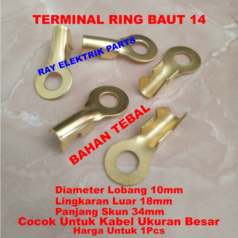 Jual Terminal Skun Massa / Masa M10 - Ring Baut 14 MM Tebal Untuk Kabel ...