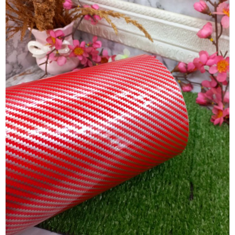 Jual Sticker Skotlet Carbon/ Stiker Karbon Merah Silver | Shopee Indonesia