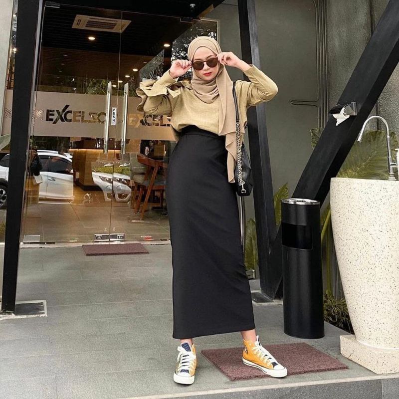 Jual Rok Span Panjang Bahan Scuba | Rok Span | Rok Kerja Span Scuba ...