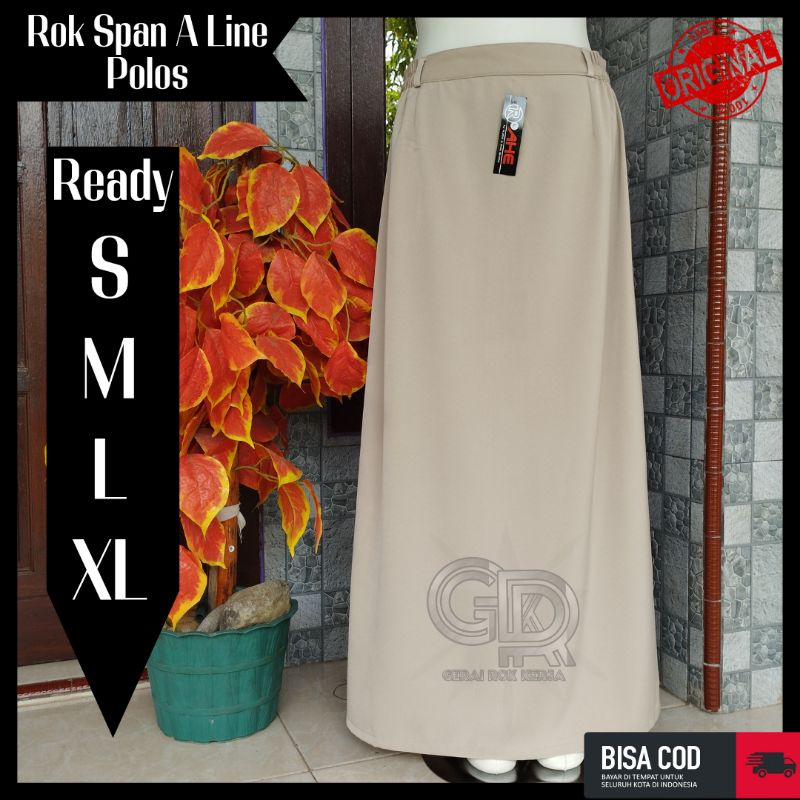 Jual Rok Warna Cream Jumbo Rok Kerja Wanita Rok A Line Panjang Polos ...