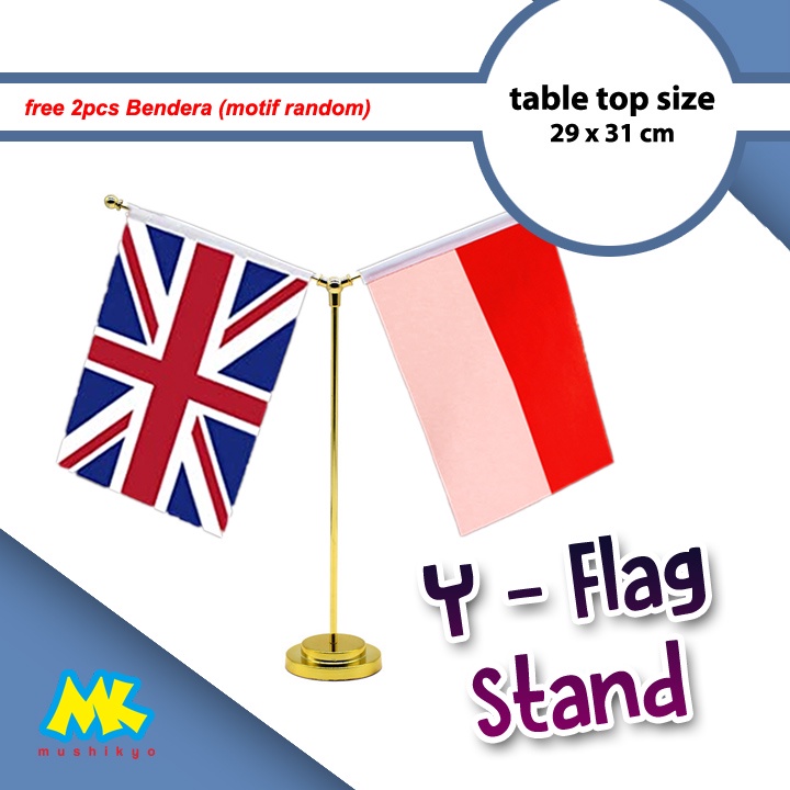 Jual Y - Stand Tiang 2 Bendera Meja / Stainless Steel Flag Pole ...