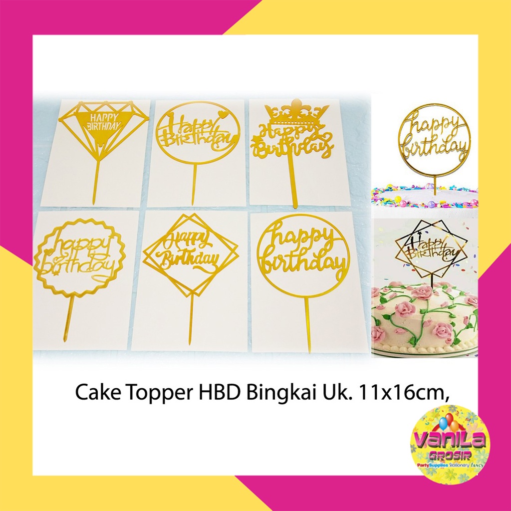 Jual Cake Topper HBD, cake topper akrilik, topper happy birthday murah ...