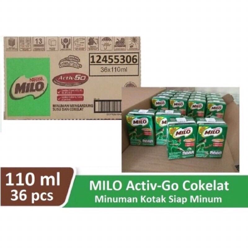Jual MILO ACTIVE GO UHT 110 ML 1 KARTON(36PCS) | Shopee Indonesia