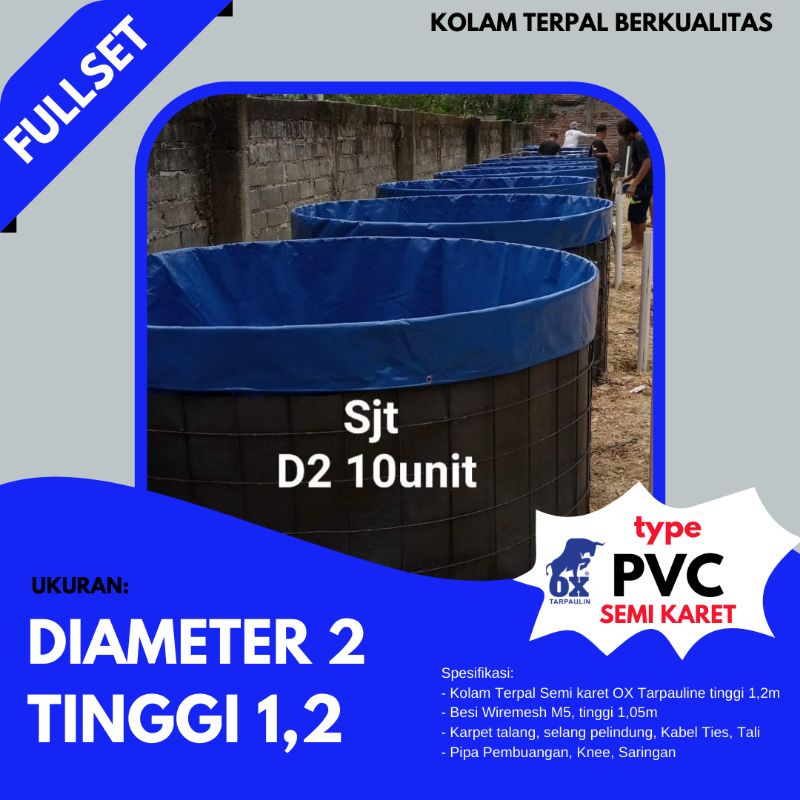 Jual FULLSET KOLAM TERPAL D2 Diameter 2 Meter , Tinggi 1,2 meter ...