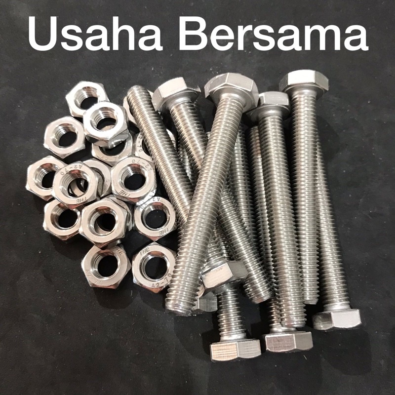 Jual BAUT MUR M10 X 80 STAINLESS SS SUS304 ANTI KARAT KUNCI 17 | Shopee Indonesia