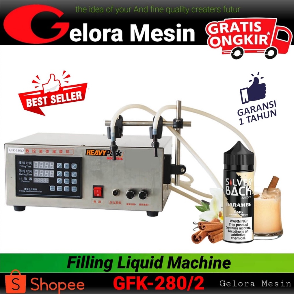 Jual Mesin Isi Cairan Otomatis Filling Liquid 2 Nozzle GFK-280/2 HEAVYPACK | Shopee Indonesia