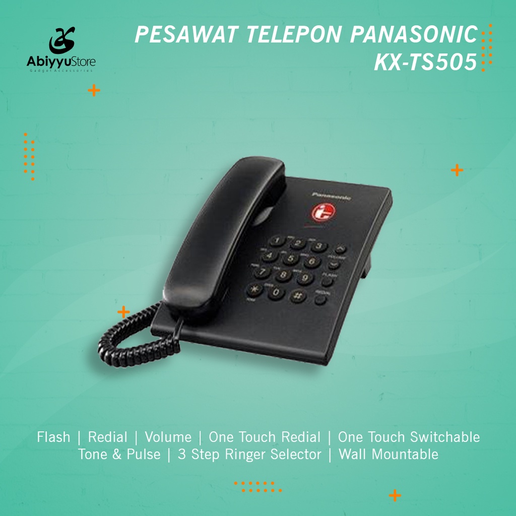 Jual Pesawat Telepon Panasonic KX-TS505 Telephone Kabel Rumah Kantor Indihome - BLACK | Shopee ...