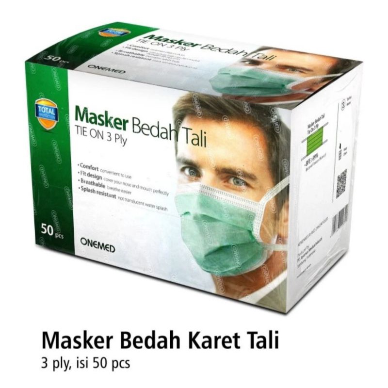 Jual Masker Bedah Medis Tali OneMed Box 50pc | Shopee Indonesia
