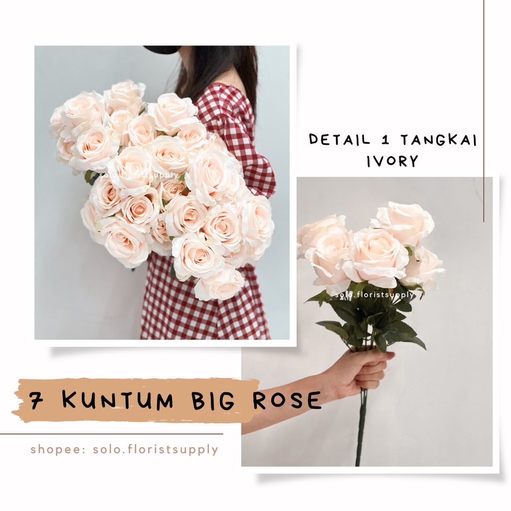 Jual 7 KUNTUM BIG ROSE BUSH Bunga Mawar x7 Rose Paris Kombinasi x10 Bunga Artificial / Bunga ...