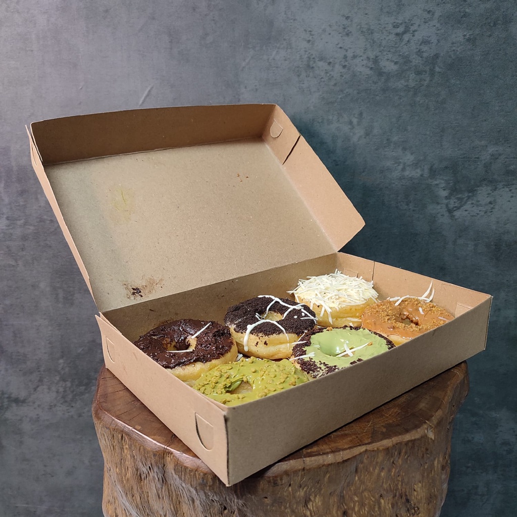 Jual Eceran_Box donat isi 6 kraft laminasi packaging donat dus kemasan ...