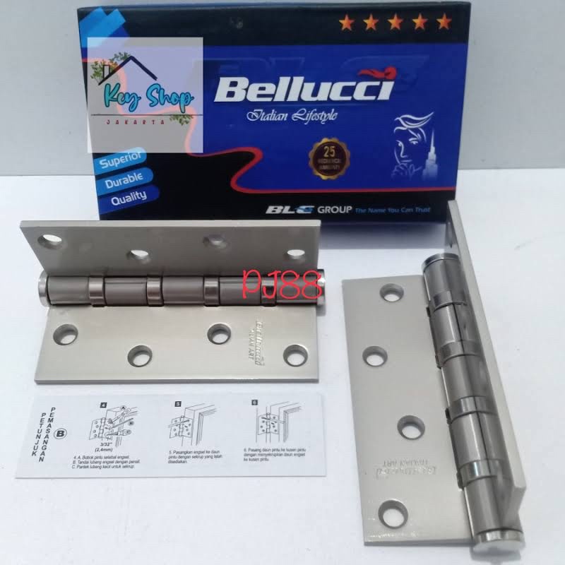 Jual ENGSEL PINTU BELLUCCI 4 INCH TEBAL 3mm FULL | Shopee Indonesia