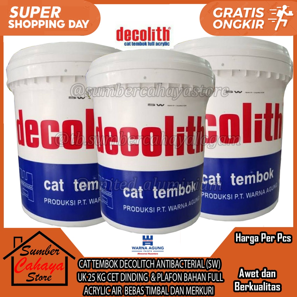 Jual CAT TEMBOK PELAFON DECOLITCH ANTIBACTERIAL (SW) 25 KG CET DINDING ...